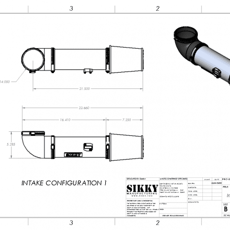 LS3 Swap Long Straight Air Intake | Made in USA by SIKKY